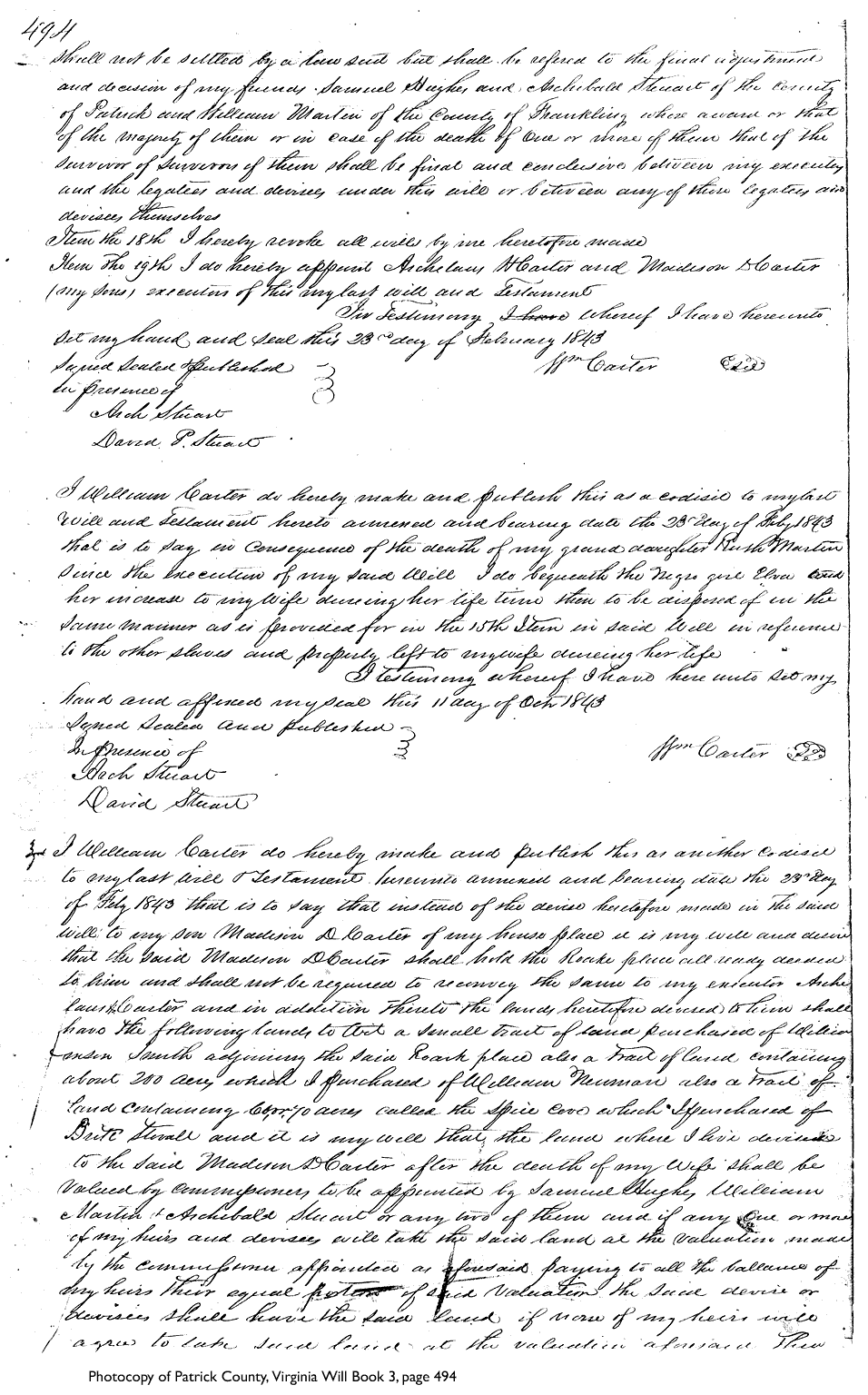 Martin, Smith, Carter Research: William Carter 1843 Will